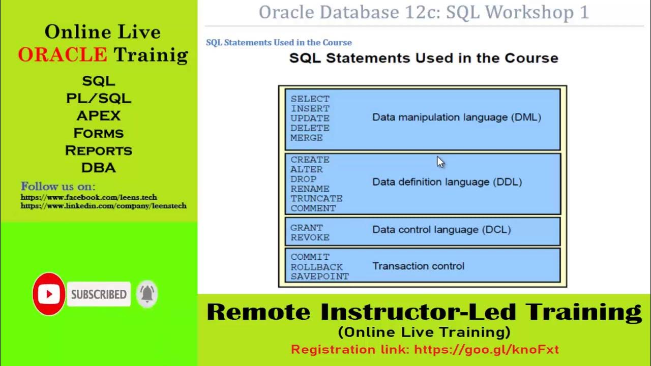 Oracle 12c Sql Workshop Sl2 Sql Statements Youtube