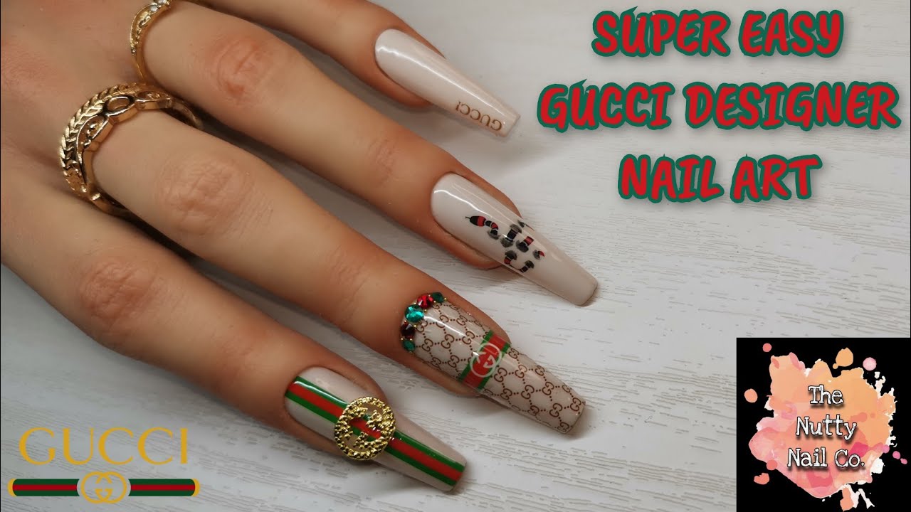 Gucci designer nails | Easy beginner nail art design for Nutty Nail Co ...