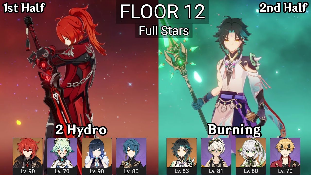 Diluc 2 Hydro + Xiao Burning | 3.7/3.8 Spiral Abyss Floor 12 9 Stars ...
