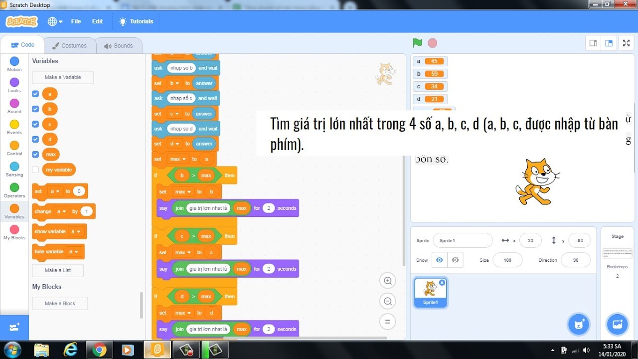 Lập Trình Scratch Tìm Max Trong Bốn Số A, B, C, D|VĐD - YouTube