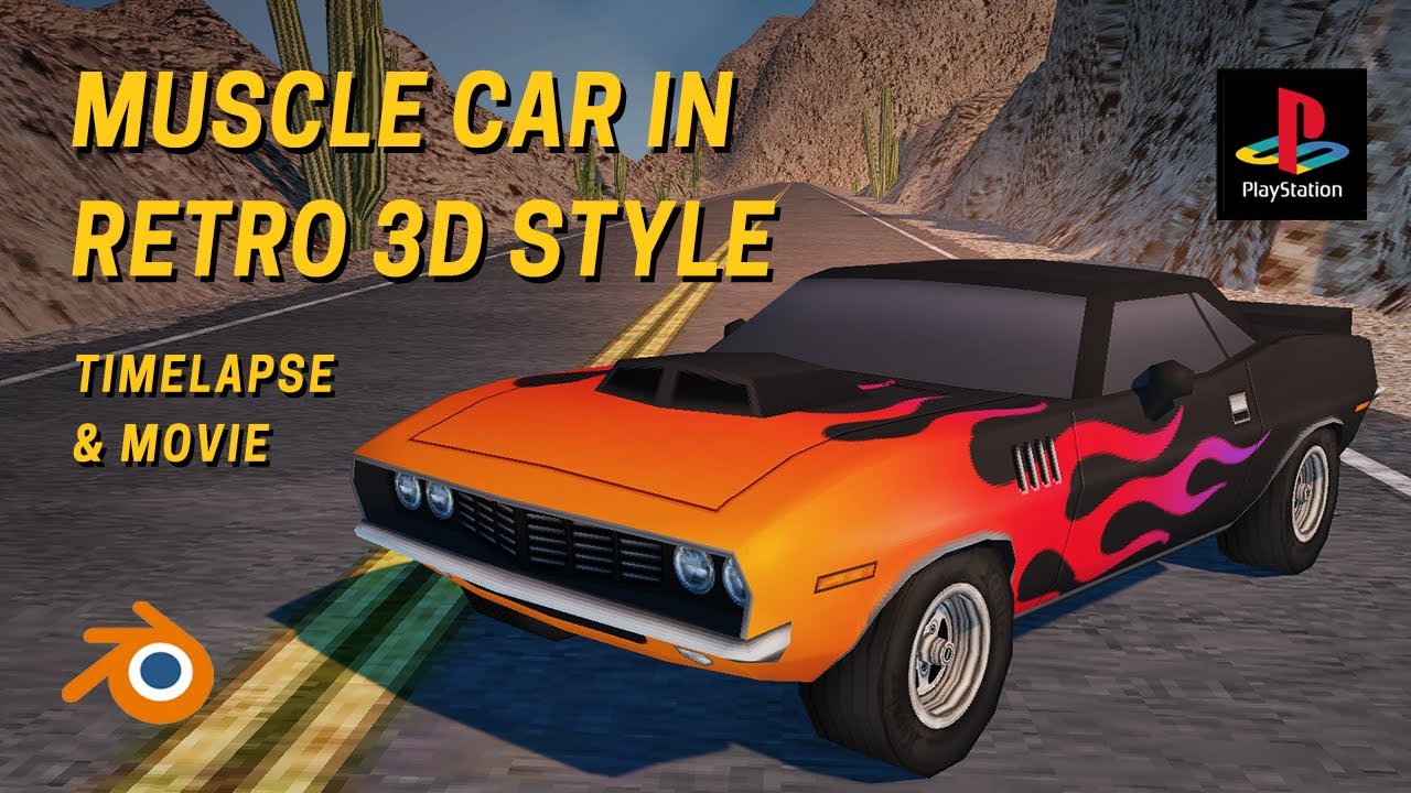Muscle car in Blender - Retro 3D style (PS1 game inspired) - YouTube