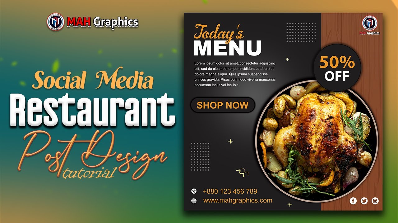 Restaurant Food Banner Design | Photoshop Tutorial | - YouTube