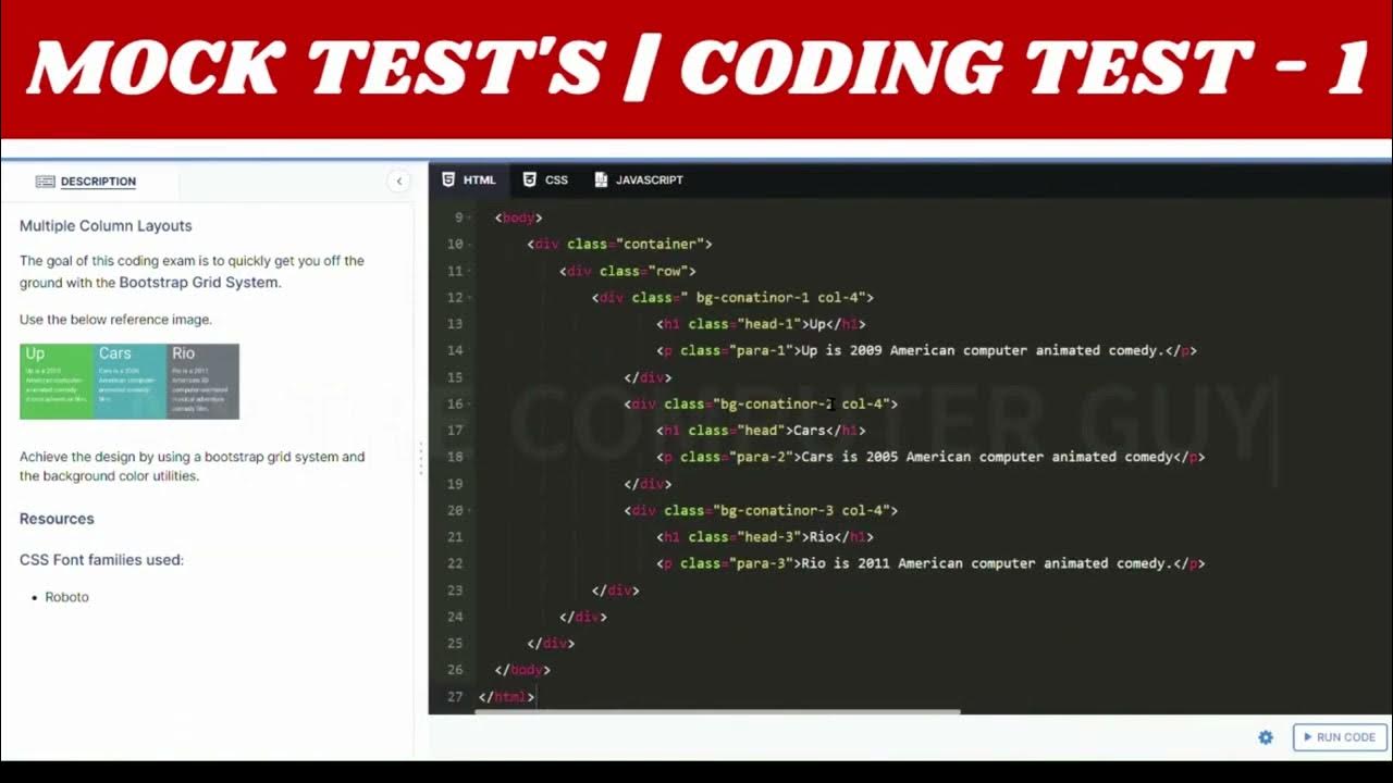 Mock Tests Coding Test 1 Multiple Column Layouts Aytcg Nxtwave Ccbp Code Youtube 5059