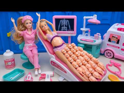 Satisfying Barbie Doll Family Playset Unboxing with Cute Pinkfong Rescue Car Toys ASMR