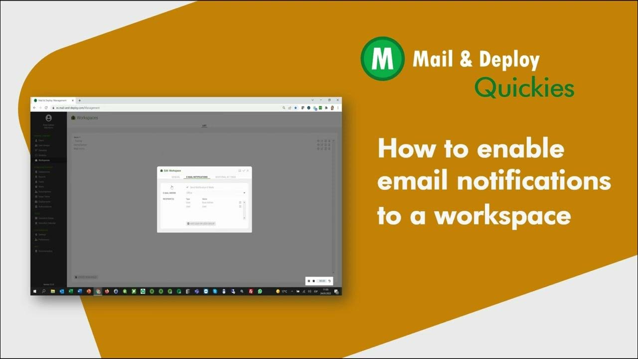 Mail & Deploy Quickies I How to enable email notifications to a workspace - YouTube