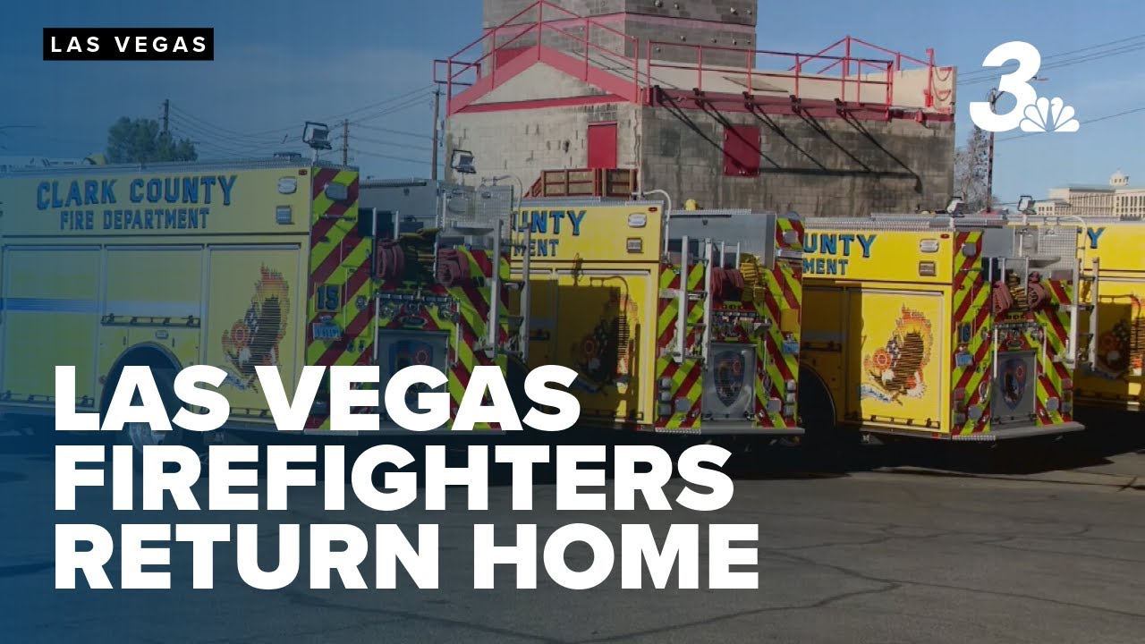 Las Vegas firefighters return home after helping with Davis Fire near ...