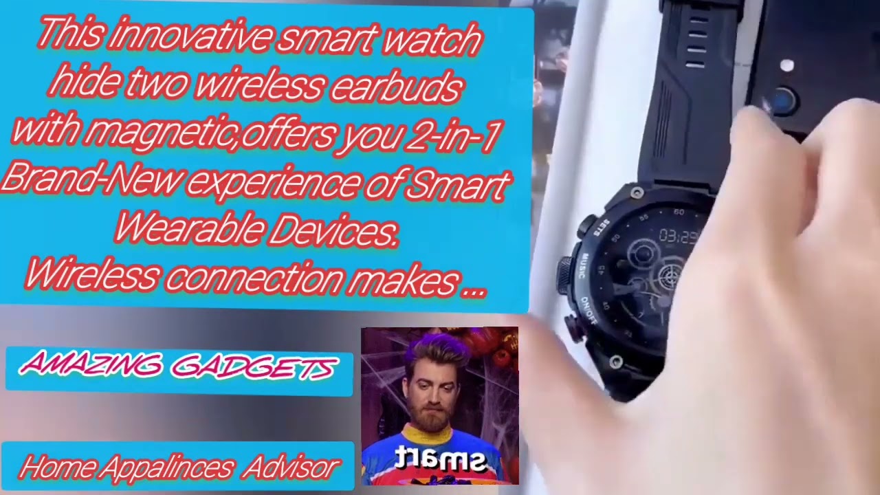 smart watch hide two wireless earbuds with magnetic,offers you 2-in-1 ...