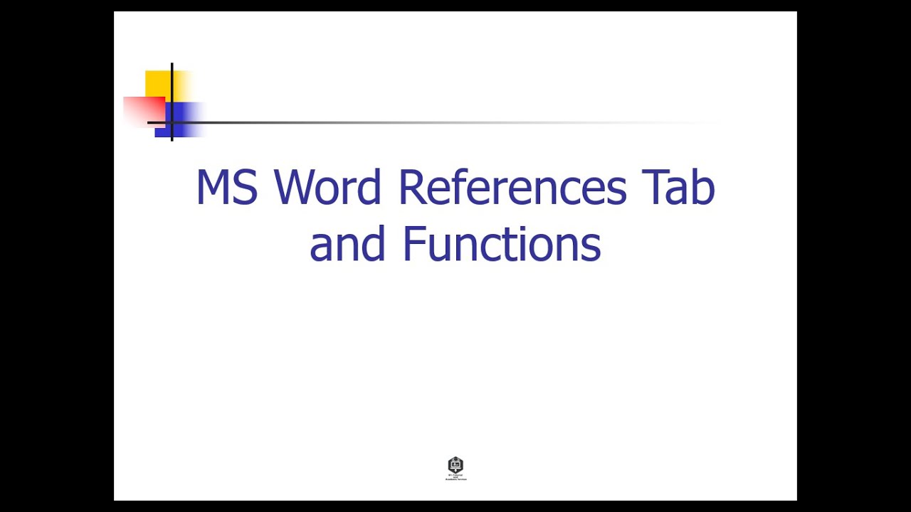 MS Word References Tab and Functions - YouTube