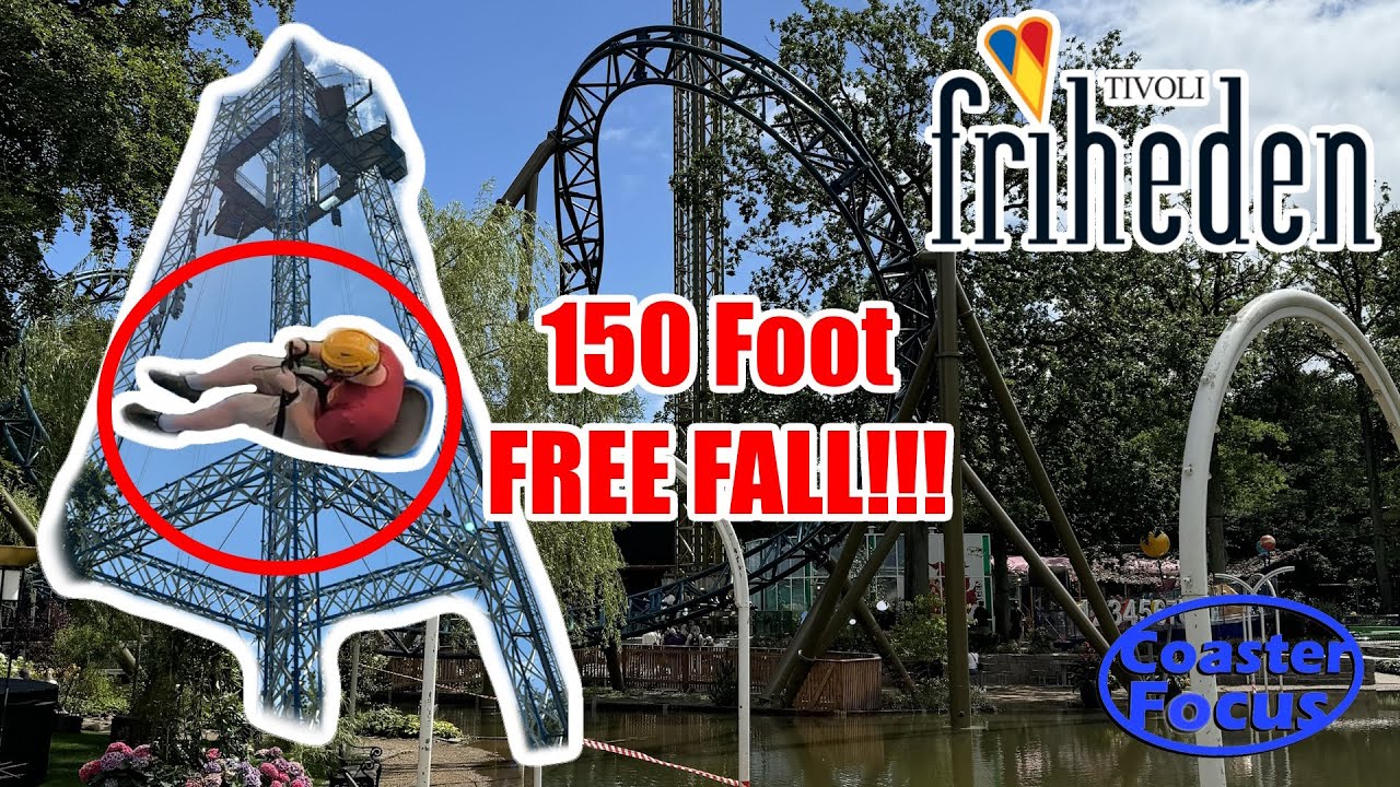 Riding a 150 FOOT FREE FALL SCAD TOWER at Tivoli Friheden in Aarhus, DK ...