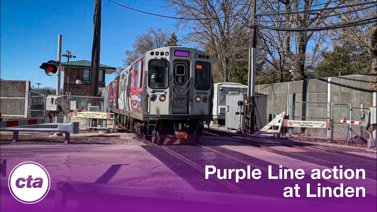 CTA Purple Line Train Action At Linden Grade Crossing - YouTube