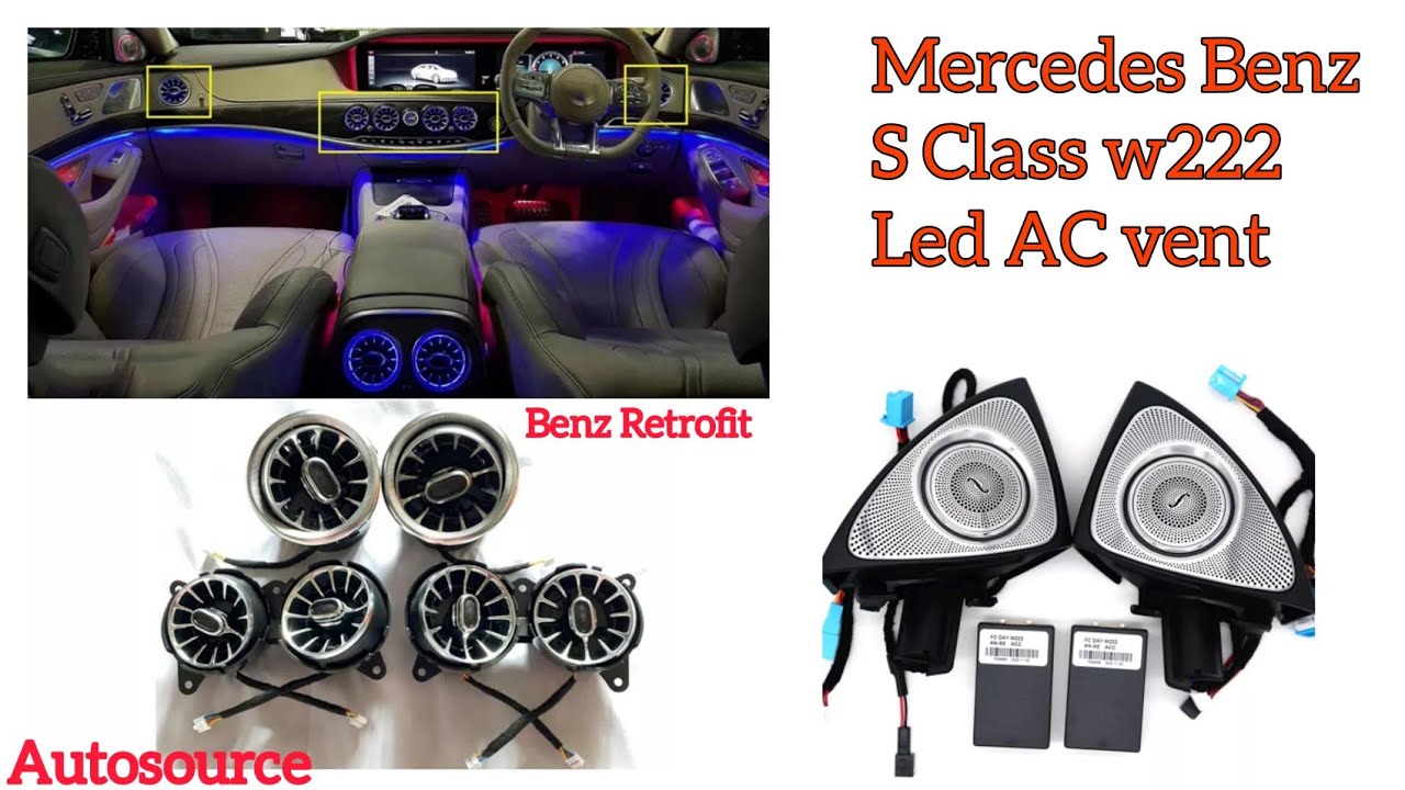 Mercedes S Class Ambient lights AC vent and Tweeters 2017 - YouTube
