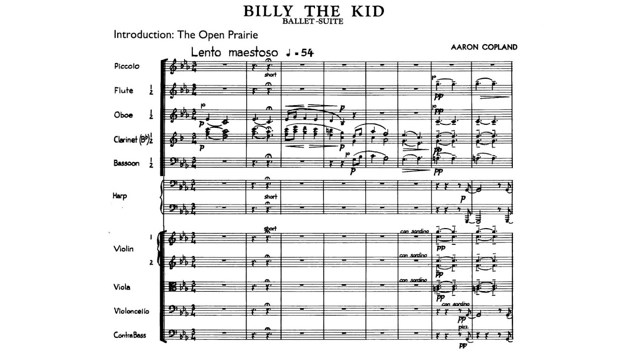 [Score] Copland - "Billy the Kid" Suite (1938) for orchestra - YouTube