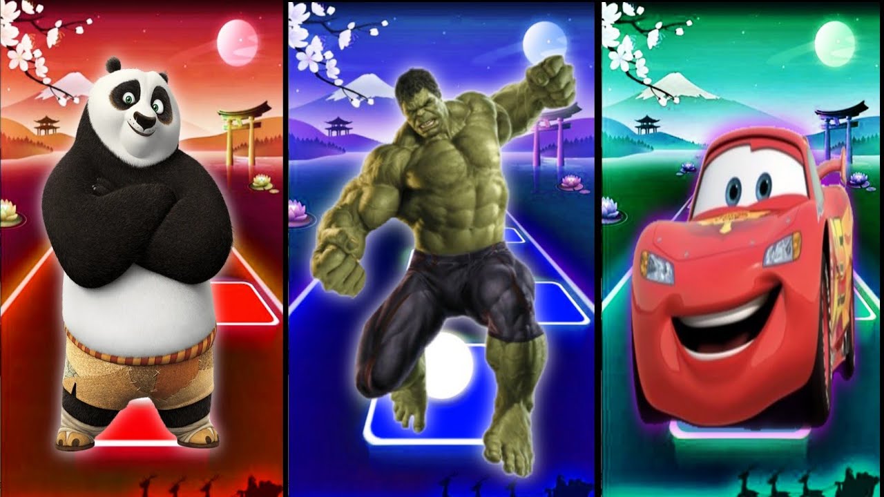 Tiles hop Hulk vs Kungfu Panda vs Mc Queen Arena - YouTube