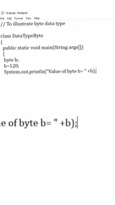 To illustrate byte data type.. Full video - https://youtu.be ...