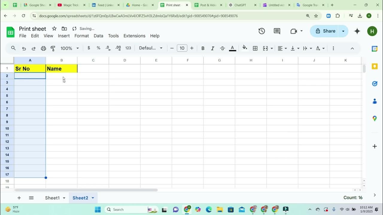 Automatically insert serial number in Google Sheet. - YouTube