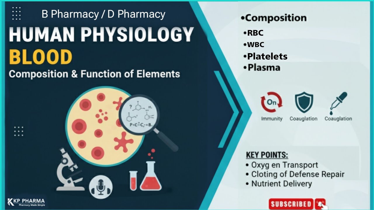 Blood: Composition & Functions of Elements l KP PHARMA l #blood # ...
