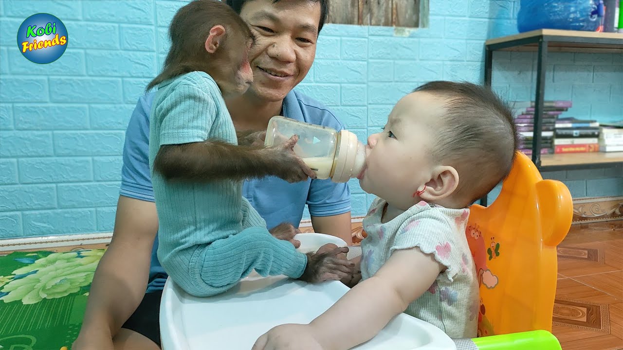 Dad instructs Kobi to feed Ceri baby milk - YouTube