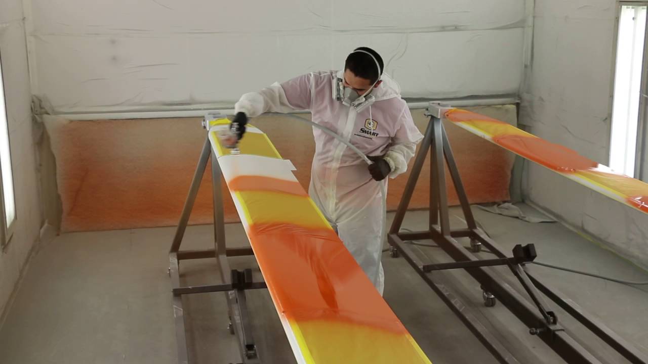 Painting High Visibility Stripes on VHA 206B Main Rotor Blades - YouTube