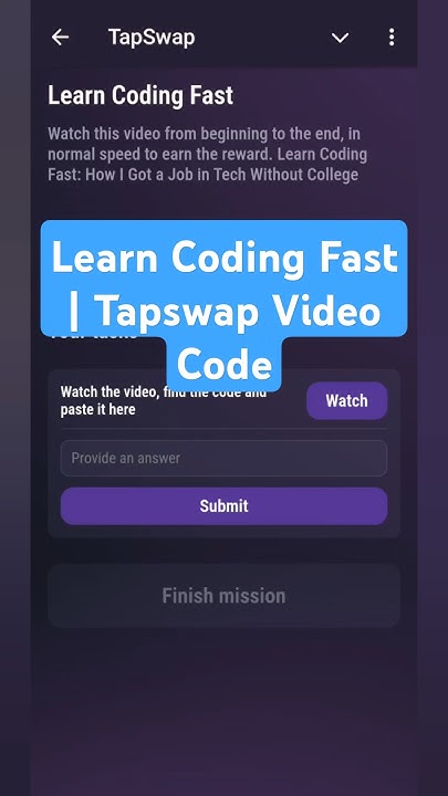 Learn Coding Fast | Tapswap Video Code - YouTube