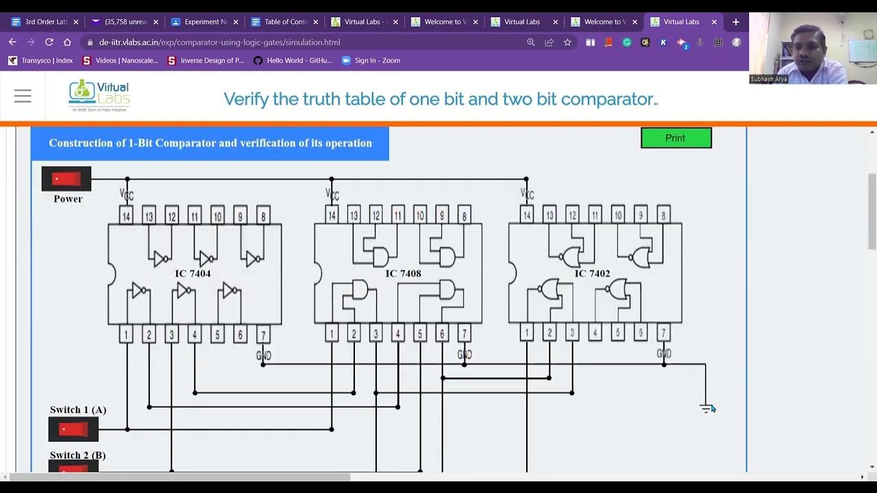 2-bit Magnitude comparator IITR Virtual Laboratory - YouTube