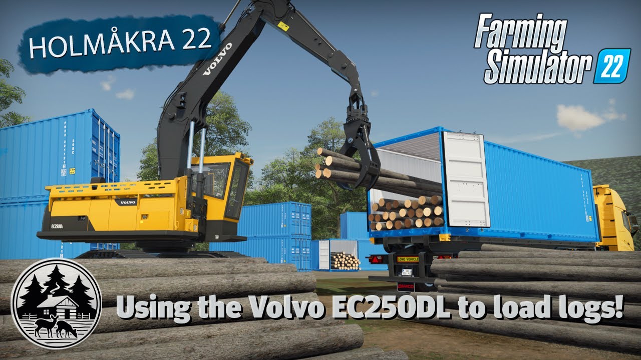 LOADING LOGS IN WOOD CONTAINERS! | FS22 | Forestry | Holmåkra 22 ...