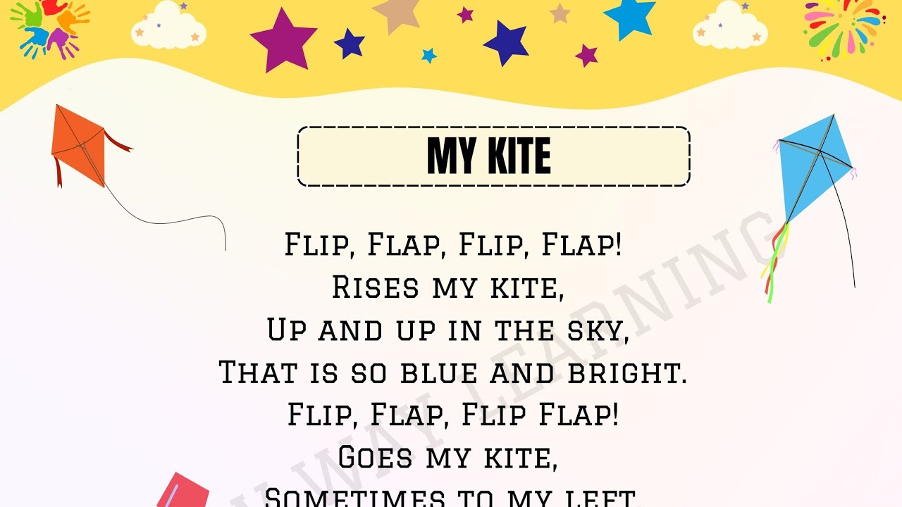 My Kite | Flip Flap flip Flap rises my kite | English Nursery Rhymes ...