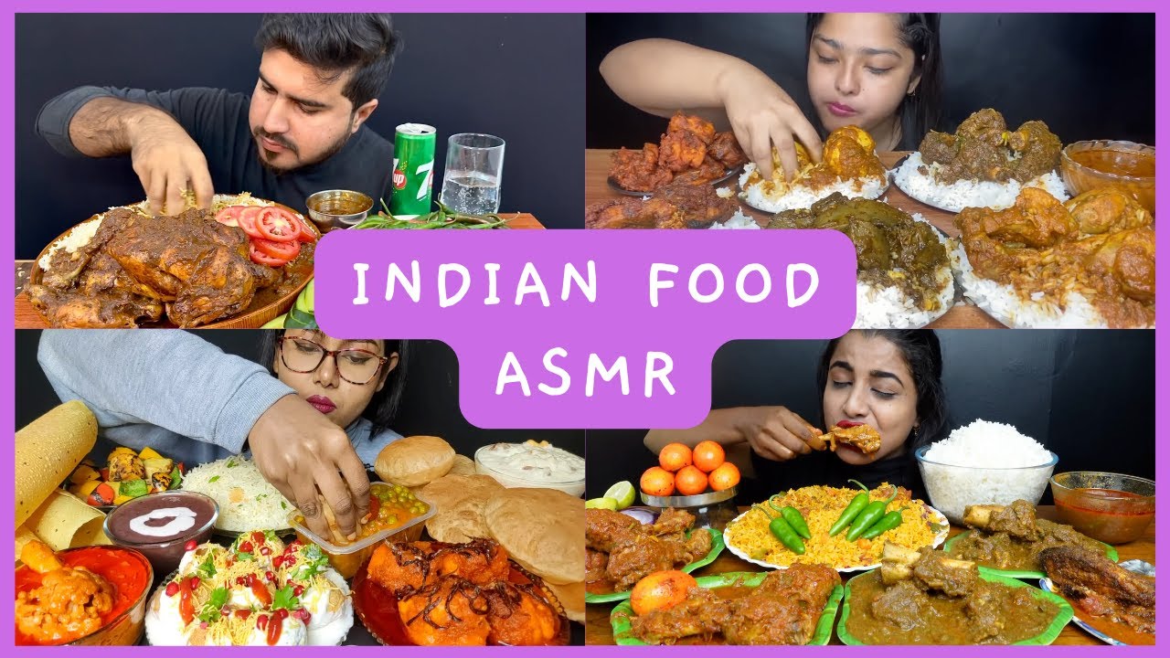 ASMR INDIAN FOOD COMPILATION | EATING CHICKEN CURRY, EGG CURRY, BIRYANI ...
