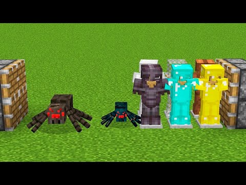 all spiders + all minecraft armor = ??? - YouTube