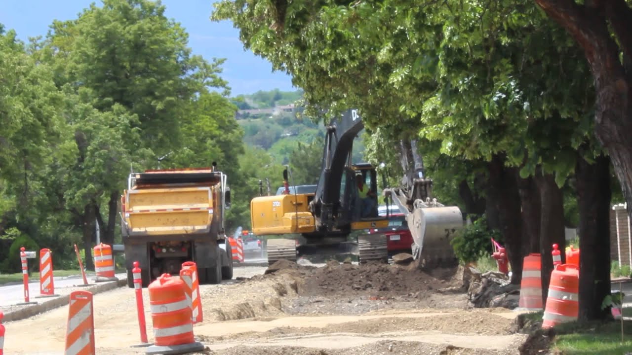 Excavator Digging Road Construction - YouTube