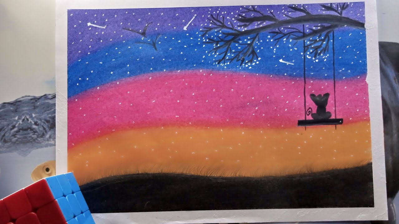 How To Draw A Cat in Swing with Oil Pastels For Beginners Step By Step ...