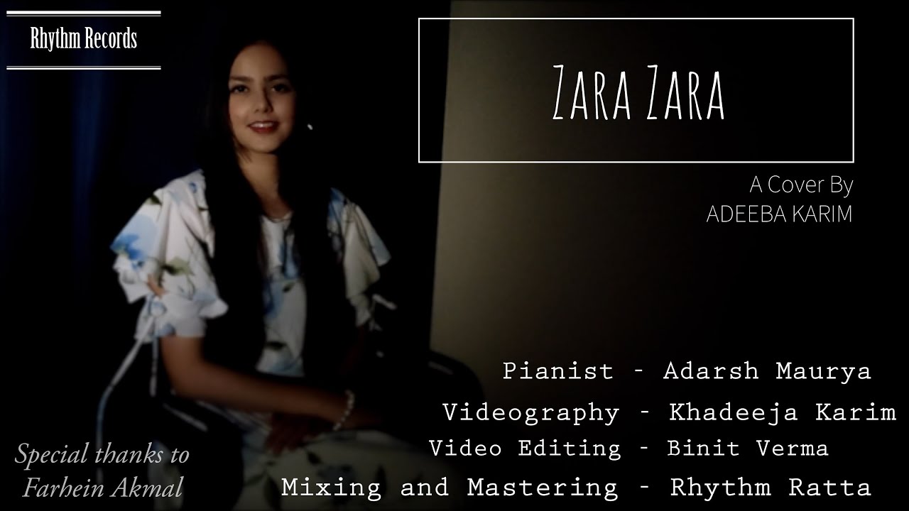 Zara Zara | Adeeba Karim | Cover | Rhythm Records - YouTube