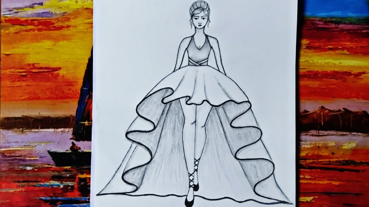 How to draw a girl beautiful dress for beginners || Drawing tutorial ...