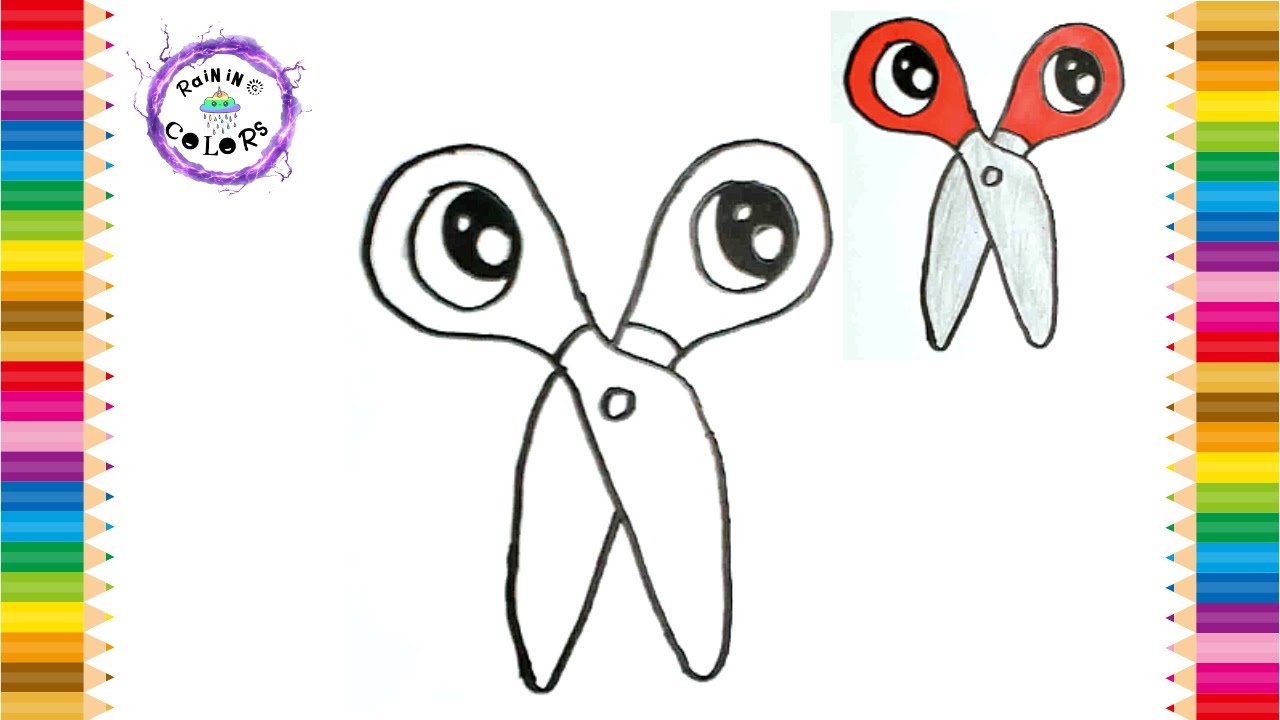 How To Draw Scissors Easy Simple Cute Drawing And Coloring #scissors # ...