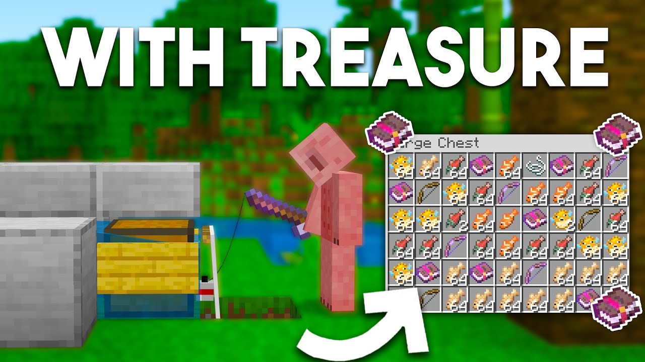 Minecraft AFK Fish Farm in Bedrock Edition - With Treasure! - YouTube