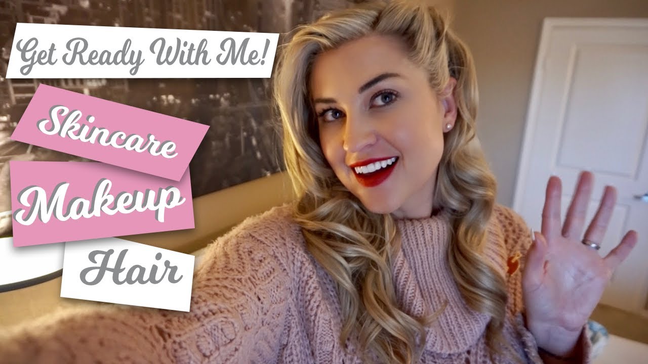 GET READY WITH ME SKINCARE, MAKEUP, VINTAGE-INSPIRED WAVES - YouTube