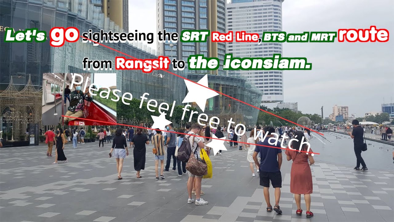 Taking SRT Red Line, MRT and BTS Skytrain from Rangsit to the ICONSIAM ...