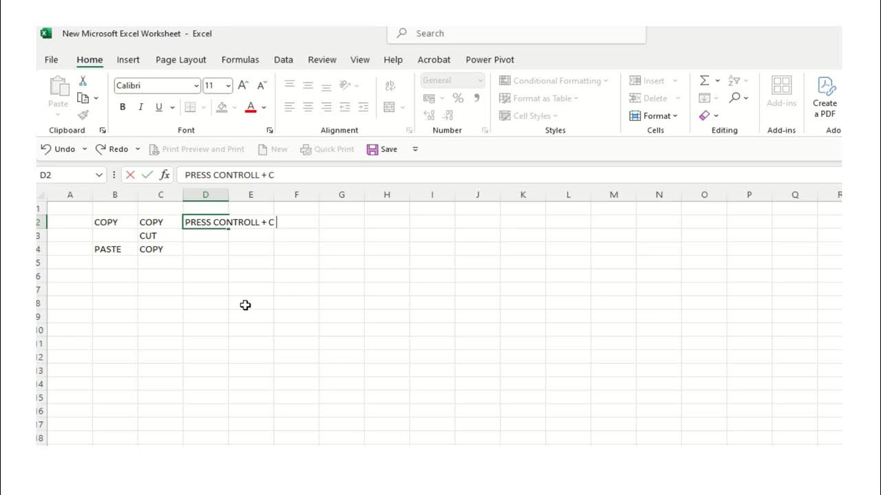 COPY CUT AND PASTE MICROSOFT EXCEL BEGINERS - YouTube