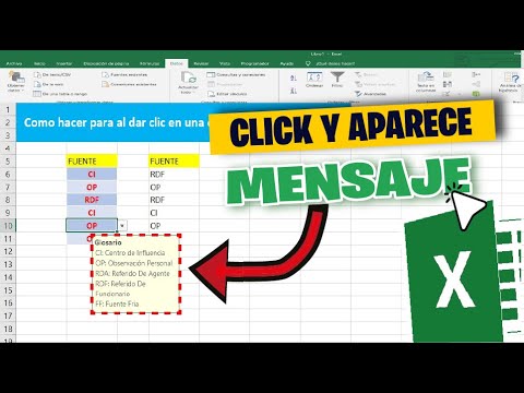 Como hacer para al dar clic en una celda parece un mensaje EN EXCEL - YouTube