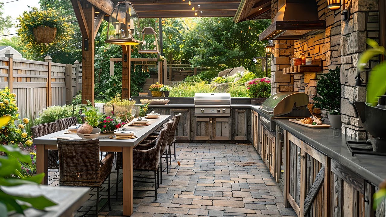 Rustic Outdoor Kitchens with Natural Stone Countertops, Rustic ...