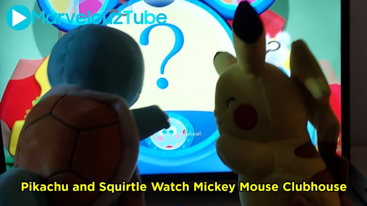 Pikachu and Squirtle Watch Mickey Mouse Clubhouse - YouTube