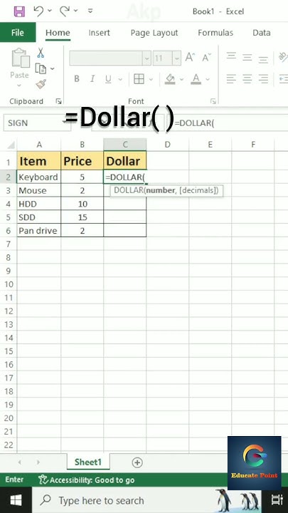 How to use Dollar Function in Hindi in Excel: This Was Unexpected!! - YouTube