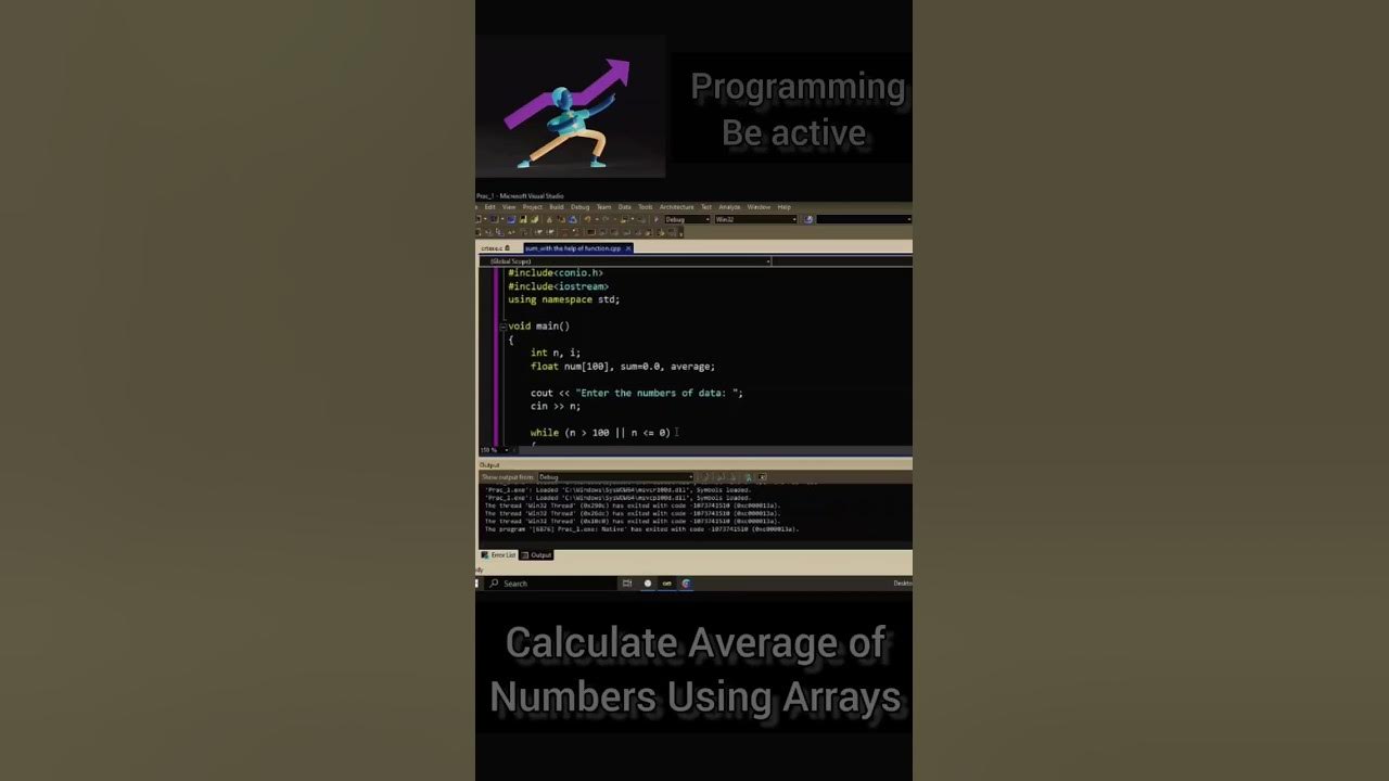 C Program To Calculate Average Of Numbers Using Arrays Programming Coding Shorts Short