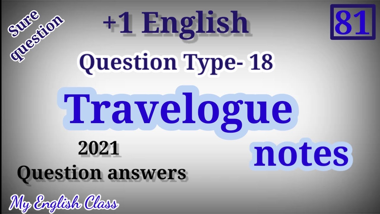 Plus one English| Travelogue| Plus one English Important questions ...