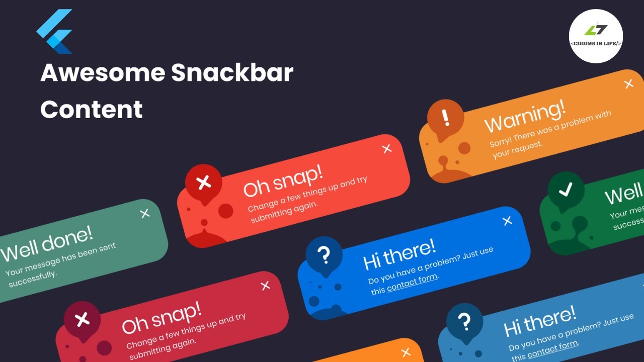 Flutter Tutorial || Flutter Custom Snackbar Error Message - Flash ...