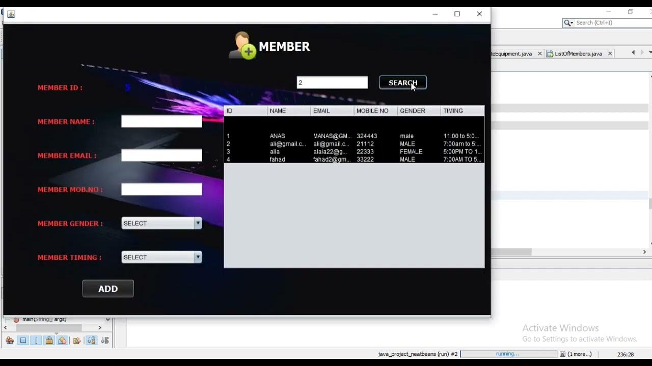 Search Data From Databasesearch Buttonsearch Barjavanetbeans Youtube