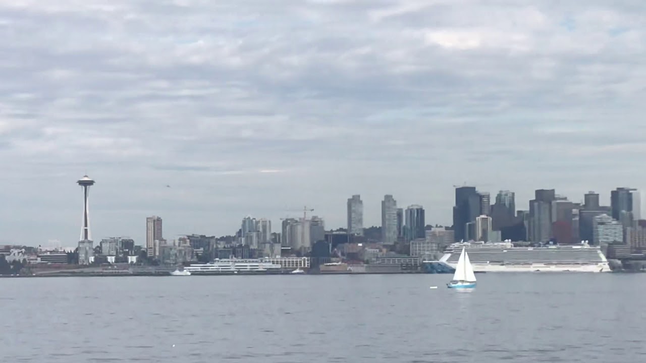 Seattle skyline from West Seattle/Alki Beach. - YouTube