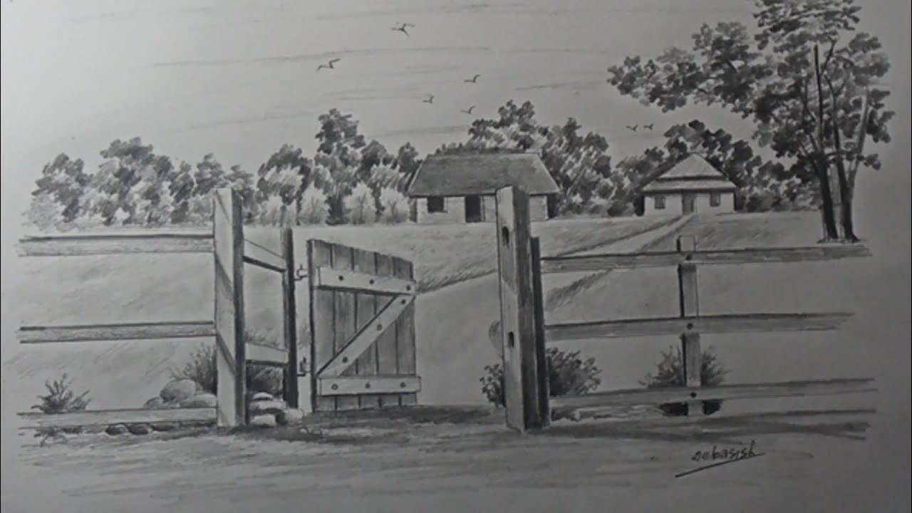 How to draw Landscape Easy | Easy pencil shading - YouTube