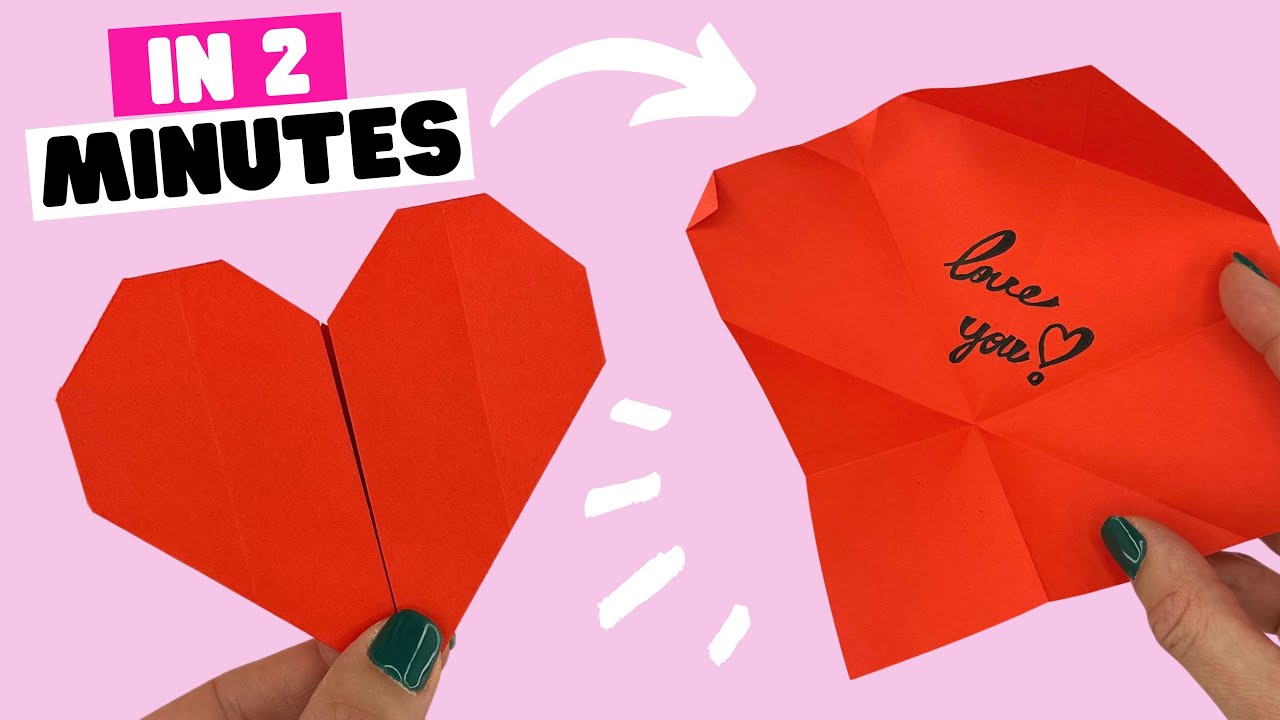 How to make origami HEART super easy, origami Valentine's Day - YouTube