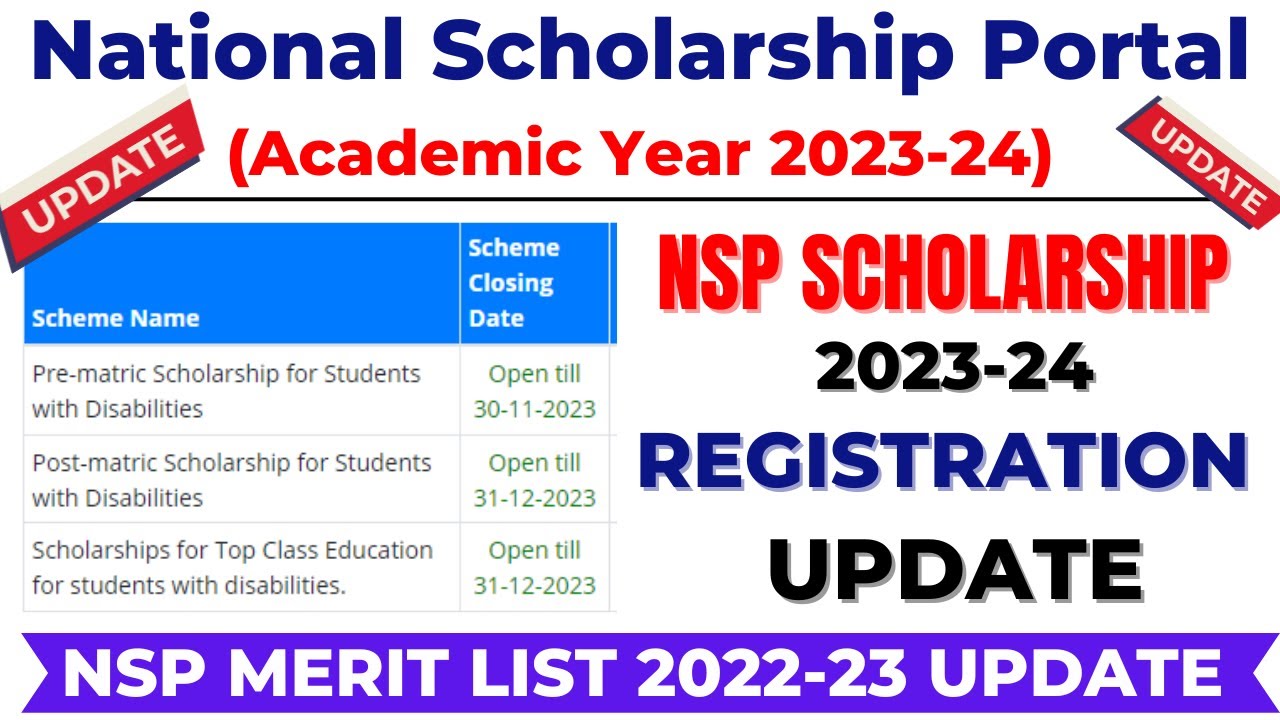 NSP Scholarship 2023-24 Apply | NSP New Registration 2023-24 Offical Date | NSP Payment Update ...