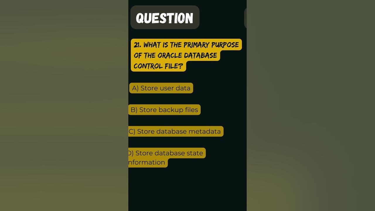 Oracle Dba Quiz 21 Oracle Database Control File Oracledbaonlinetraining Oracledba Youtube